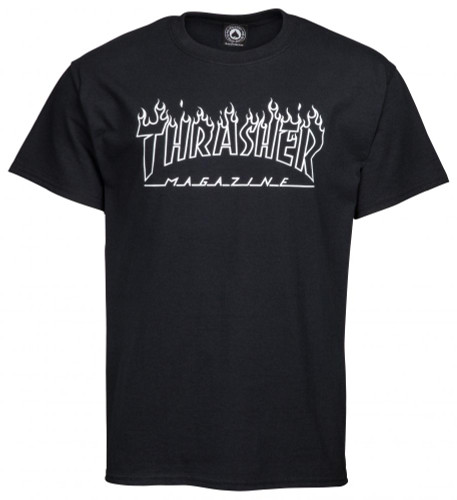 Thrasher Flame Outline T Shirt - RollBack World