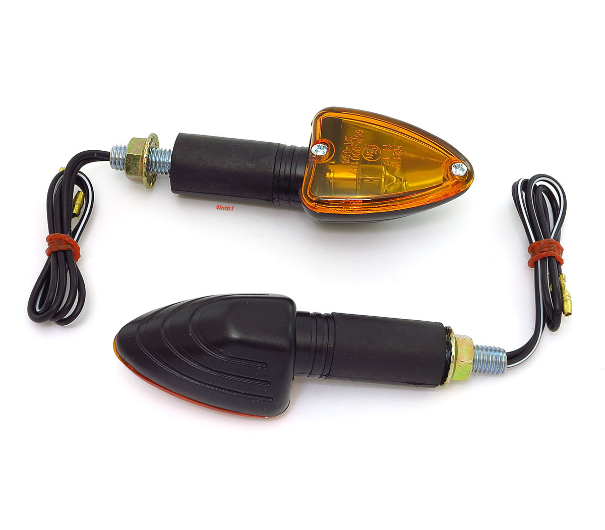 Black Aluminum Turn Signals - Amber Lens - Single Filament