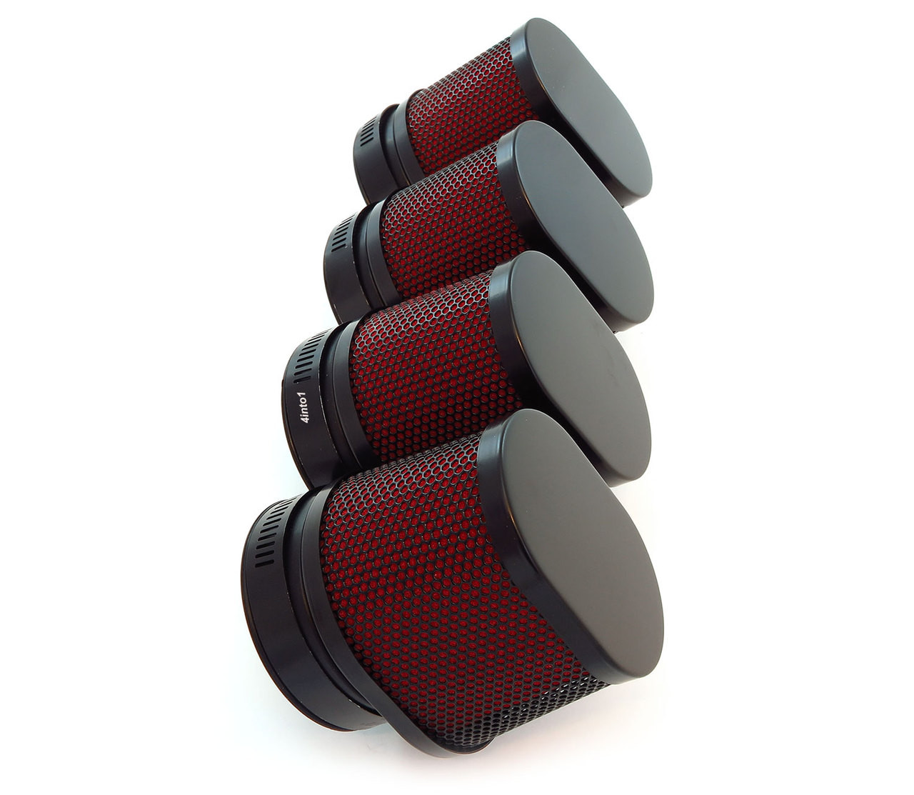 Set of 4 Black & Red Oval Pod Filters - 54mm - Honda CB650/750/900/1000 ...