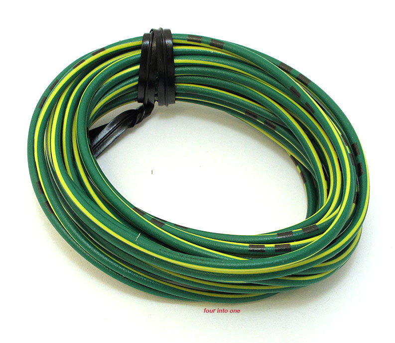 OEM Colored Electrical Wire 13' Roll - Green / Yellow Stripe