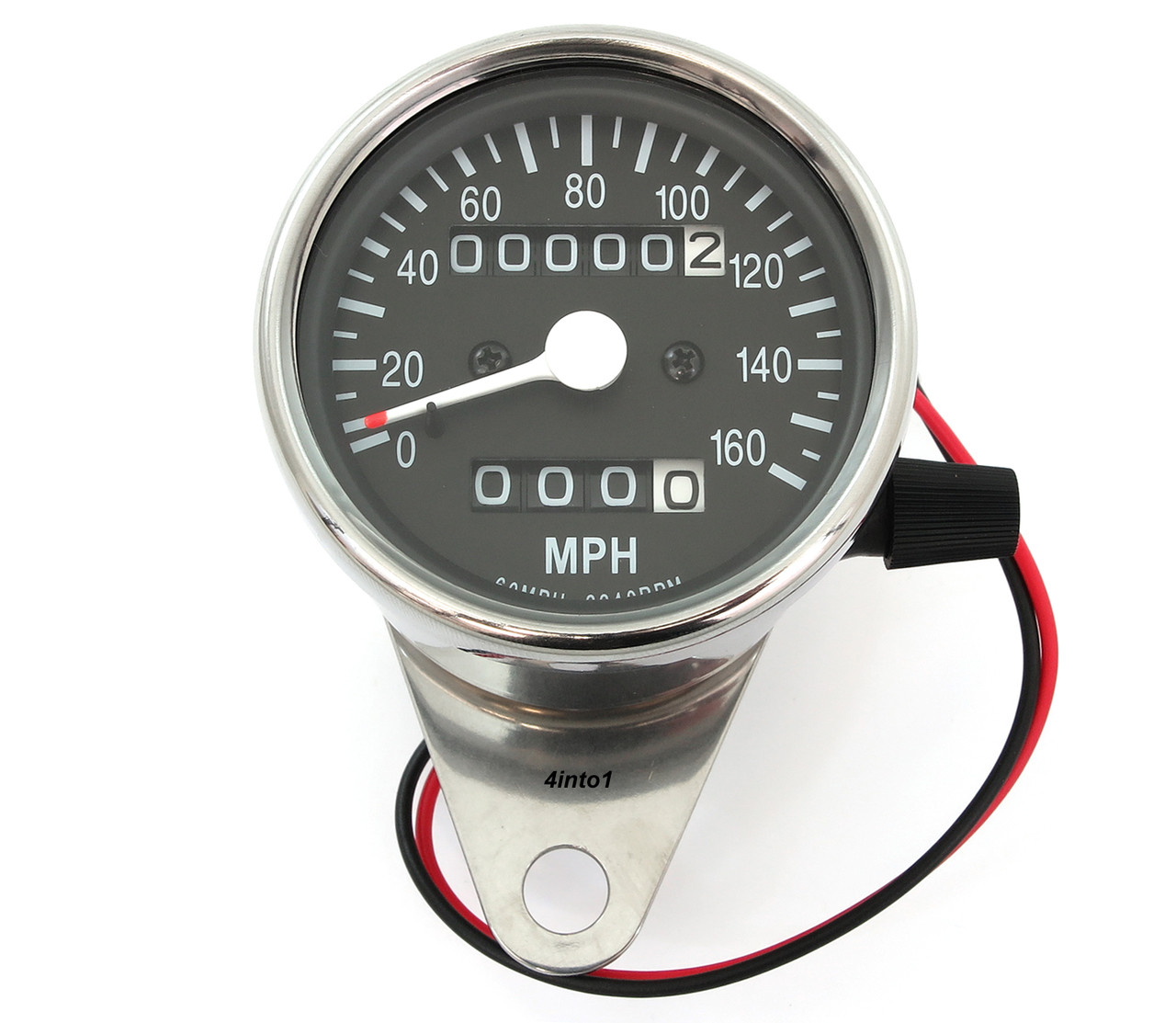 Mini Speedometer w/ Indicator Lights & Trip Meter - 2240:60 - Black - MPH