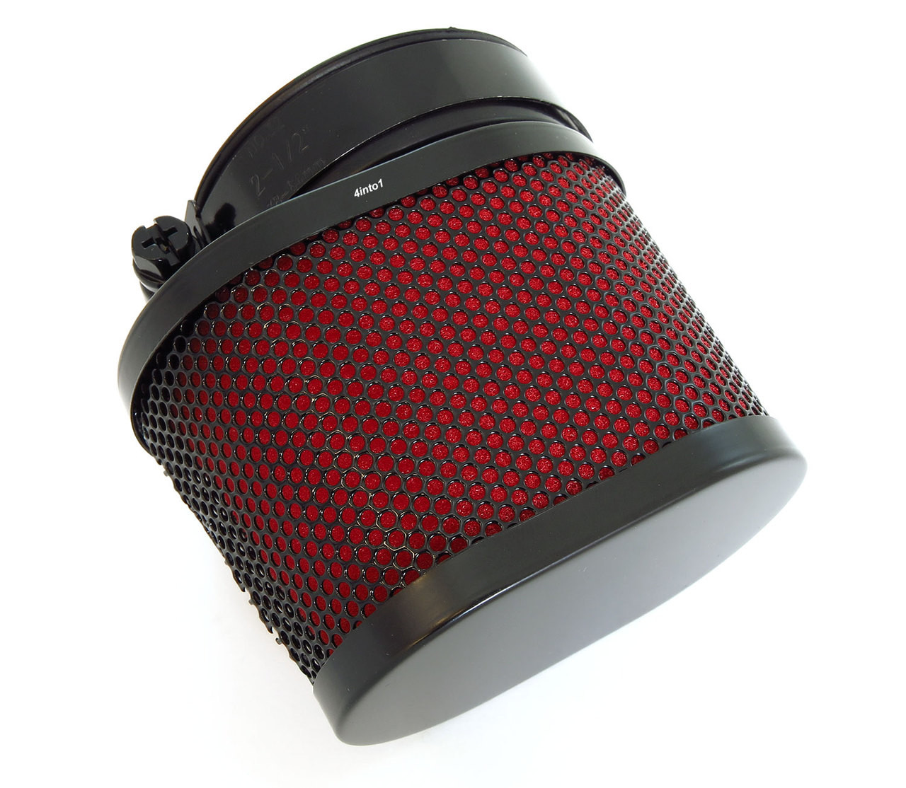 Set of 2 Black & Red Oval Pod Filters - 54mm - Honda Kawasaki Suzuki Yamaha