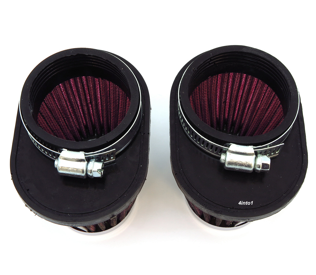 Set of 2 Chrome Performance Oval Pod Filters - 50mm - Honda CB/CL350 ...