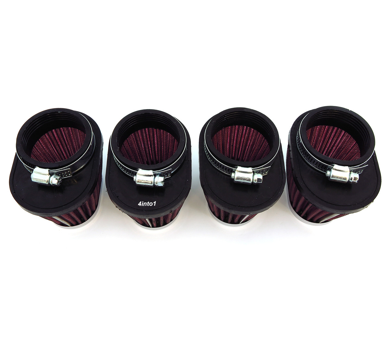 Set of 4 Chrome Performance Oval Pod Filters - 54mm - Honda CB650/750 ...