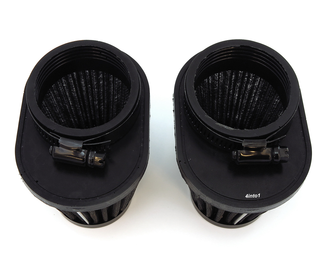 Set of 2 Black Performance Oval Pod Filters - 50mm - Honda CB/CL350/360 ...