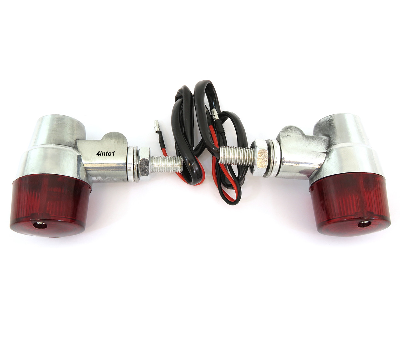 Polished Aluminum Turn Signals - Red Lens - Single Filament