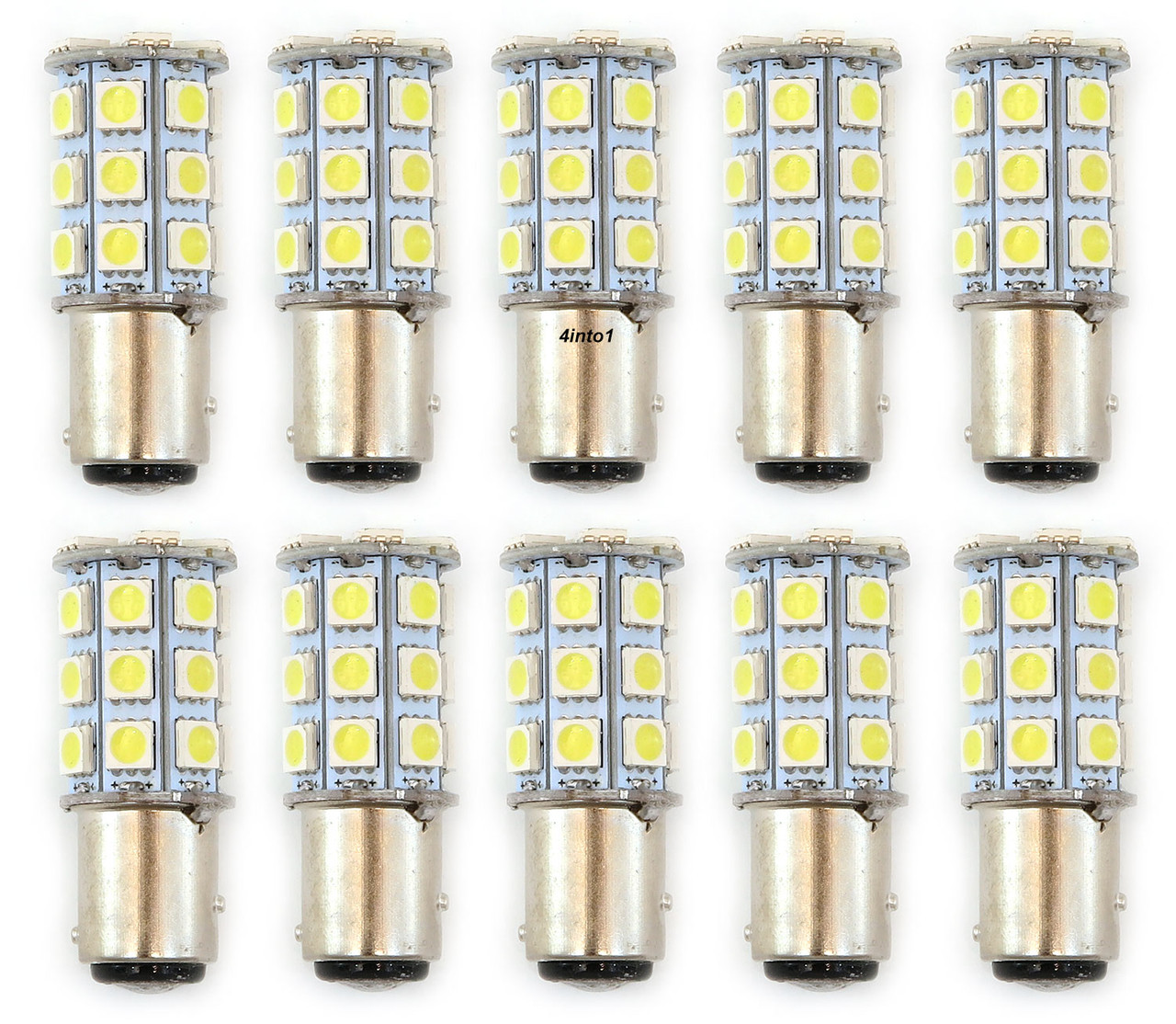 Set of 10 - LED Bulbs - 27 SMD - 1157 - Amber