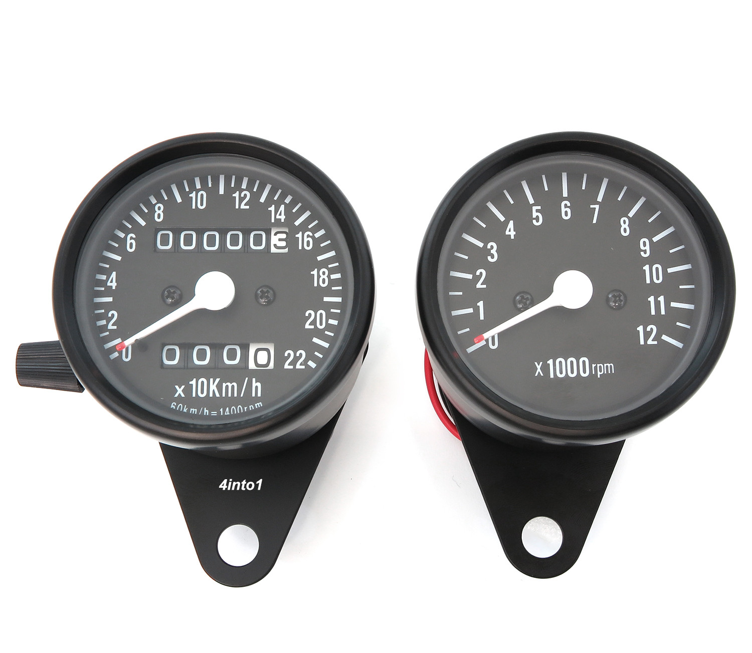 KMH Mini Speedometer 1400:60 & Tachometer 1:7 - Black