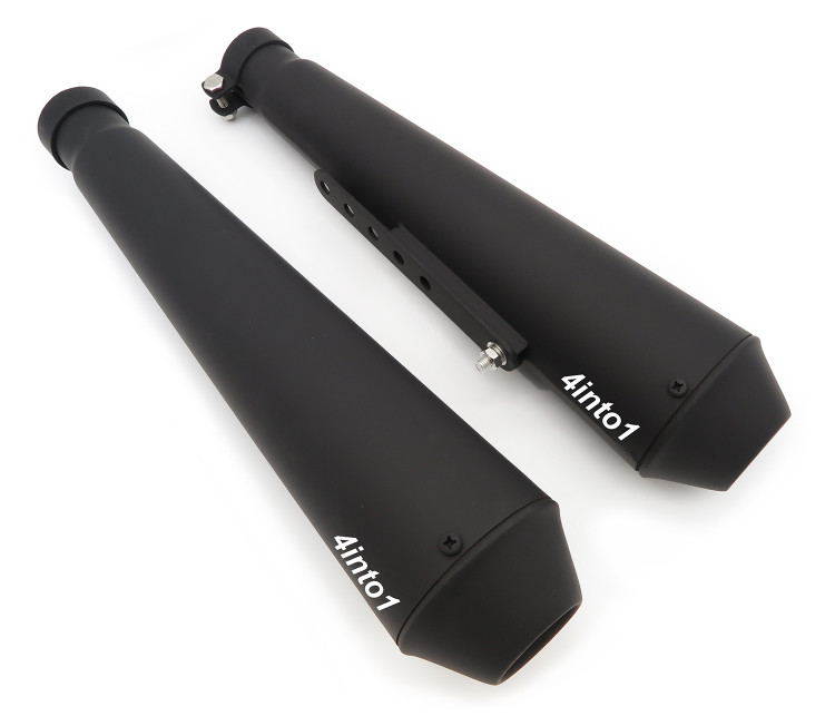 Set of 2 Reverse Cone Shorty Mufflers - Flat Black