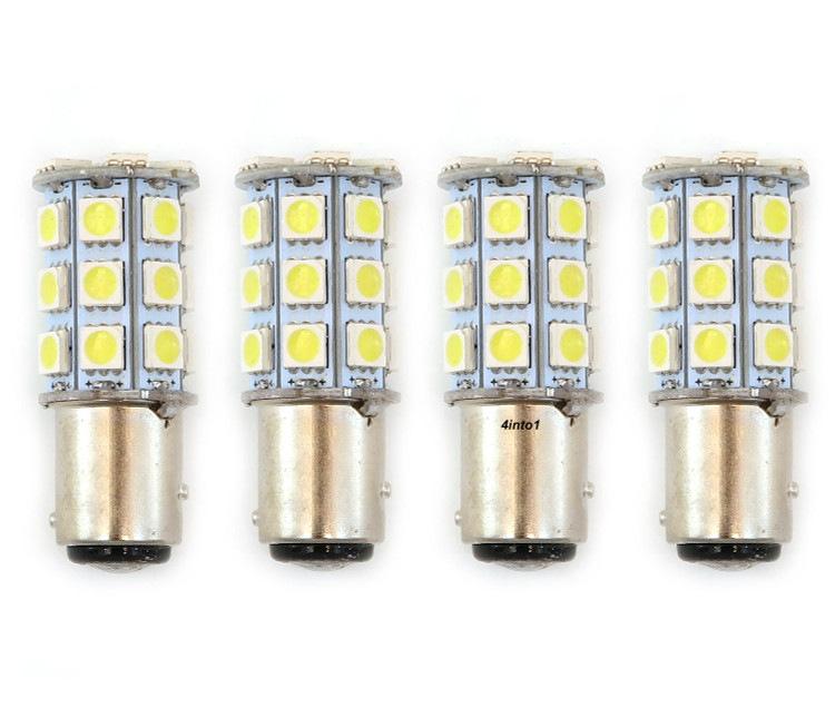 Set of 4 - LED Bulb - 27 SMD - 1157 - Amber