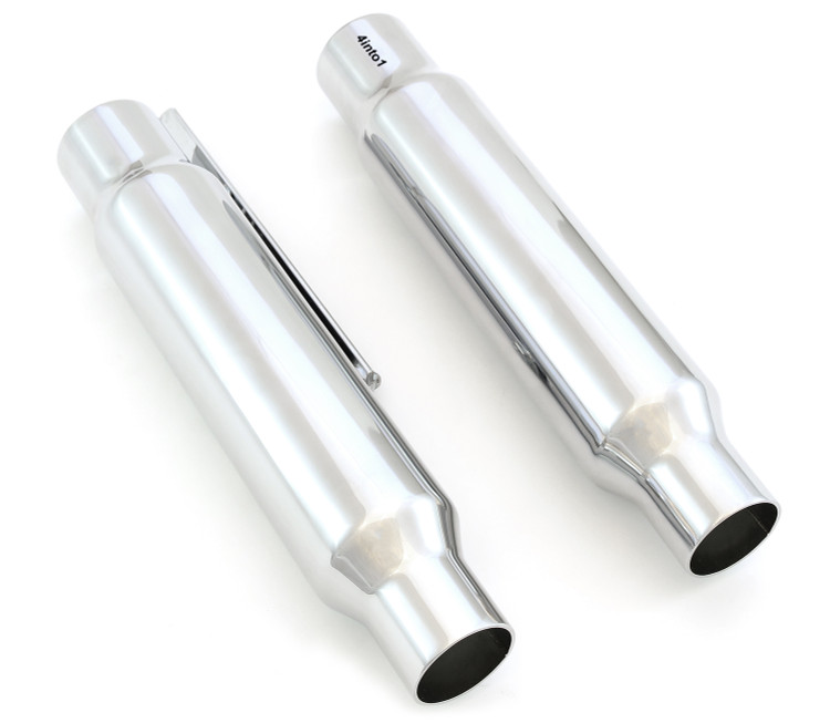Set of 2 Chrome Shorty Mufflers Cafe Chopper Motorcycle