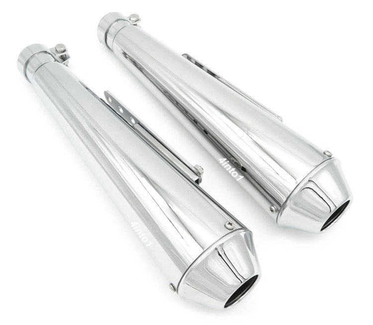 Set of 2 Reverse Cone Shorty Mufflers - Chrome