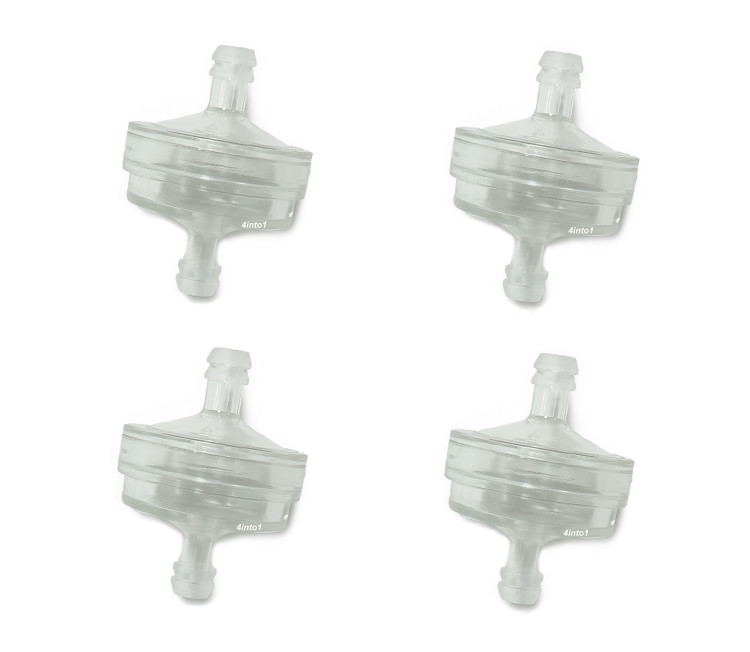 Set of 4 - Clear Fuel Filters - Disc - 3/16" - 1/4"