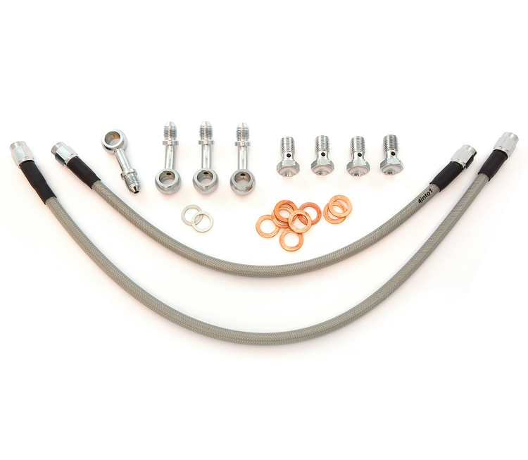 Short Stainless Steel Brake Line Kit - Clear - 35 Degree Caliper Mount ...