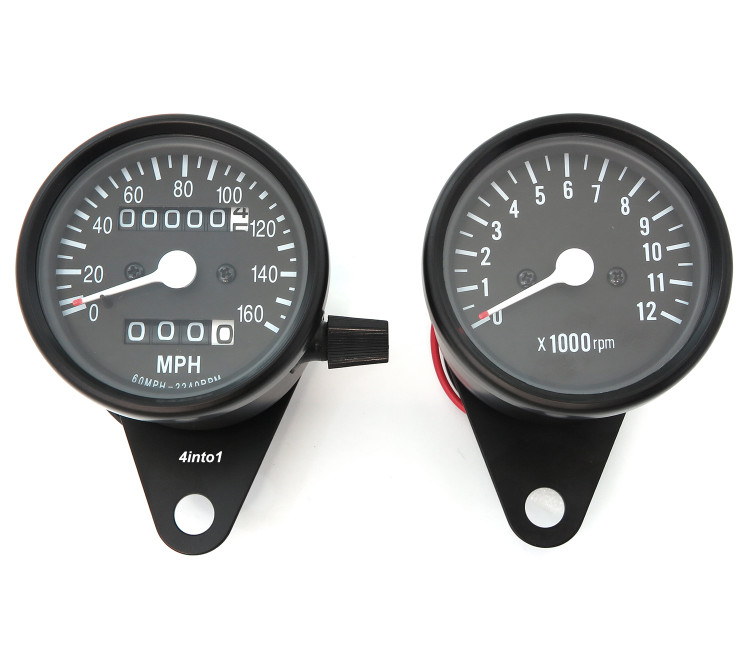 MPH Mini Speedometer 2240:60 & Tachometer 1:4 - Black