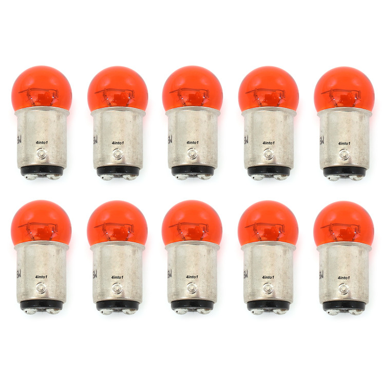 Set of 10 Mini 1157 Turn Signal Bulbs - Dual Filament - Amber