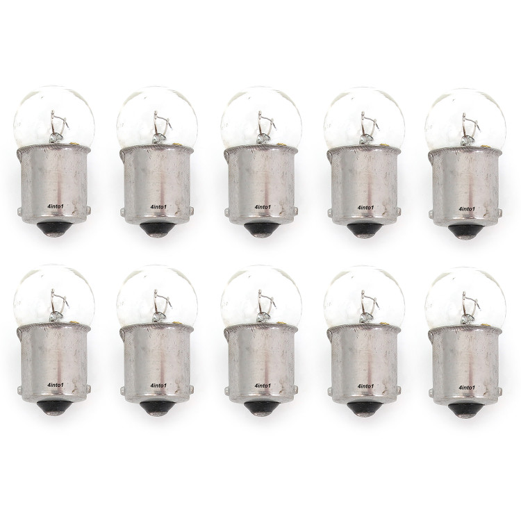 Set of 10 Mini 1156 Turn Signal Bulbs - Single Filament - Clear