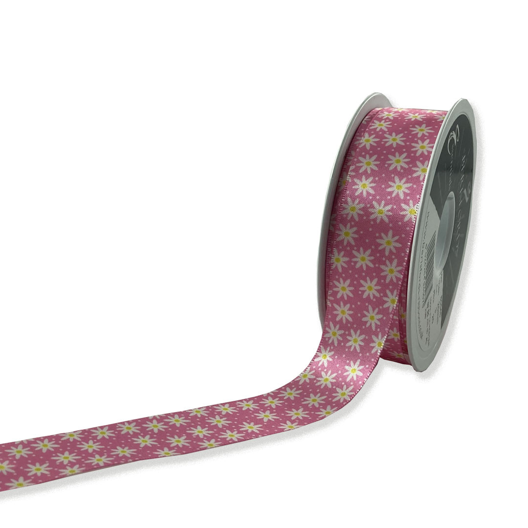 Daisy Chain Ribbon - Pink 25mm
