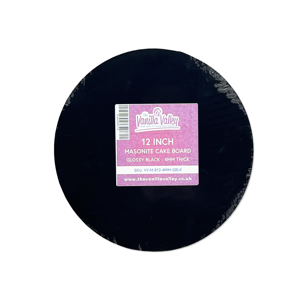 12" Round Masonite Board 4mm - Gloss Black