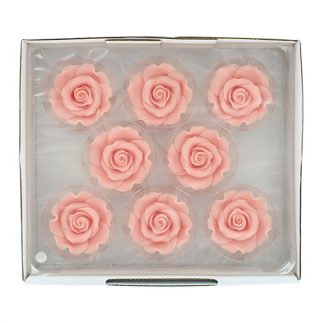 Pink Ready-Made Edible Roses Pack of 8