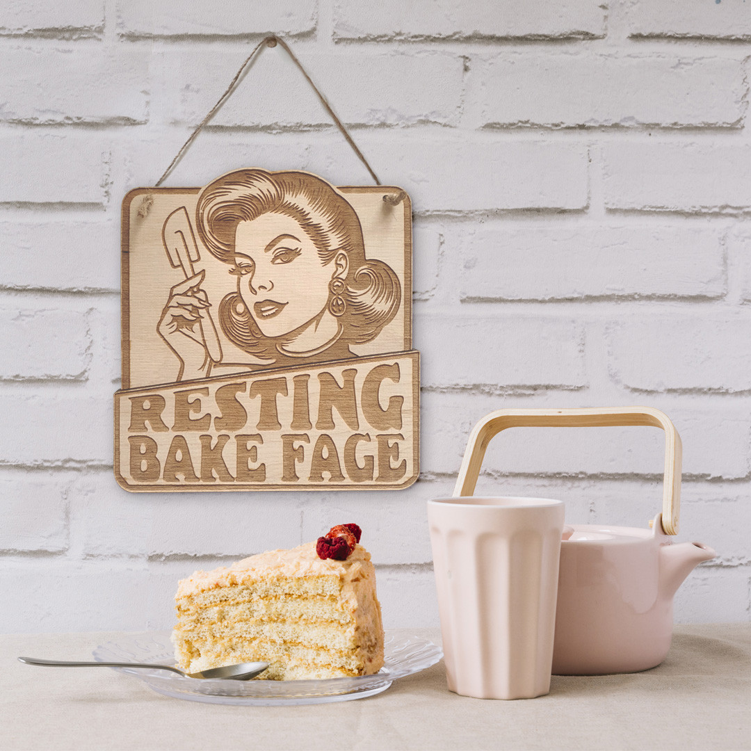 Resting Bake Face Wooden Kitchen Sign