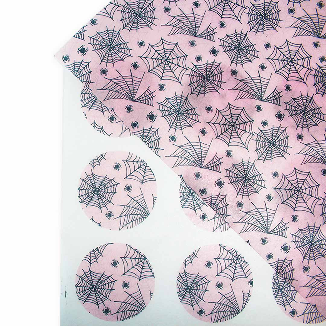 The Vanilla Valley - A4 Wafer Cake Wrap - Spiders Web Cupcake Toppers