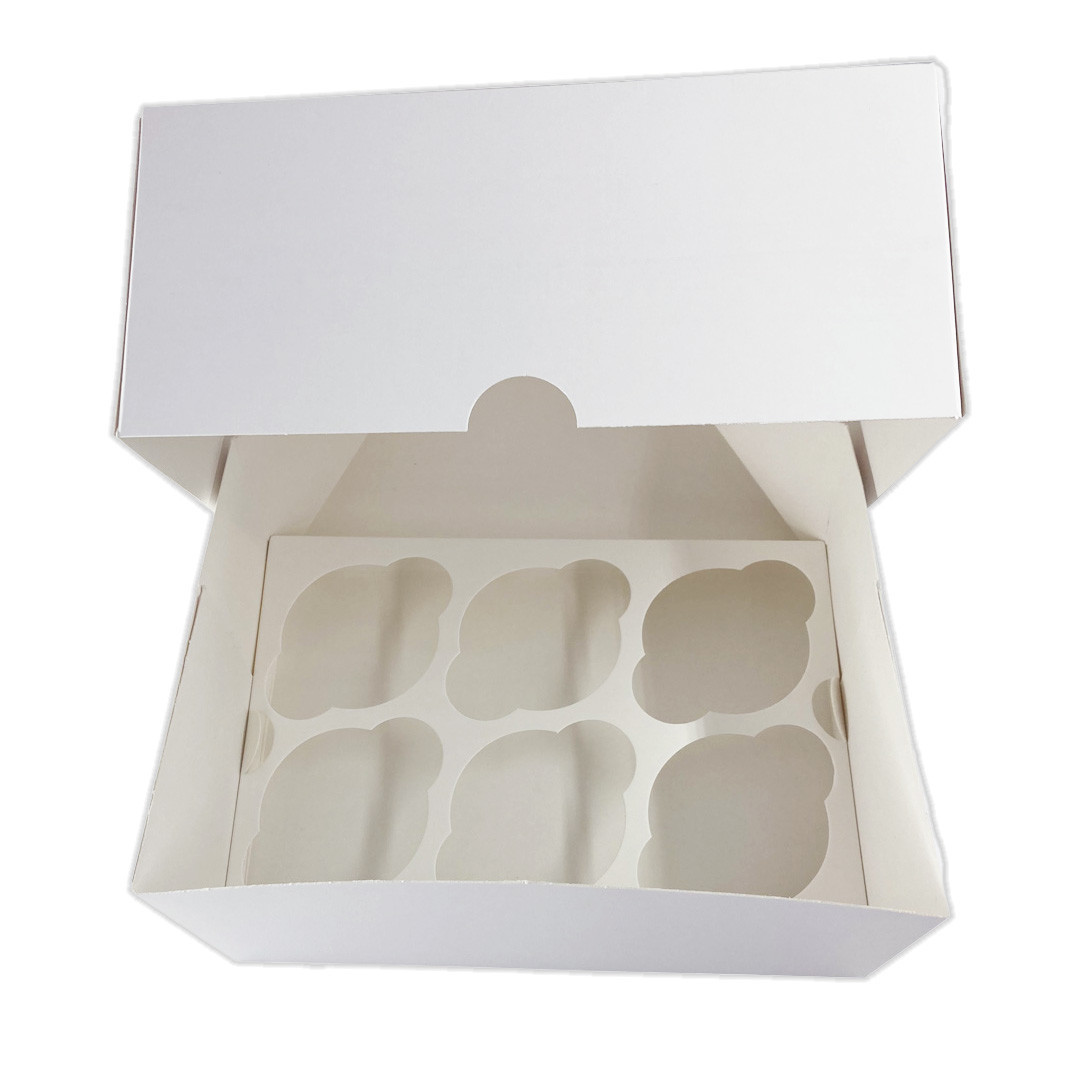 White Cupcake Box 4" Deep - Holds 6 - Box of 50
