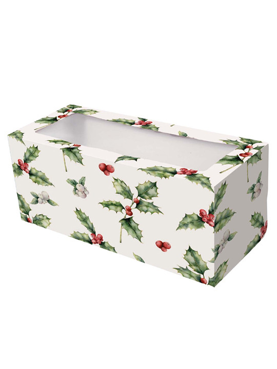 8" Christmas Holly Log Box Pack of 20