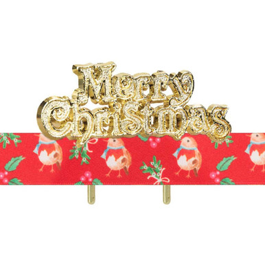 Christmas Robin Ribbon and Motto Kit Gold