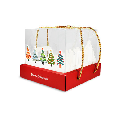 Christmas cake box with acetate lid printed