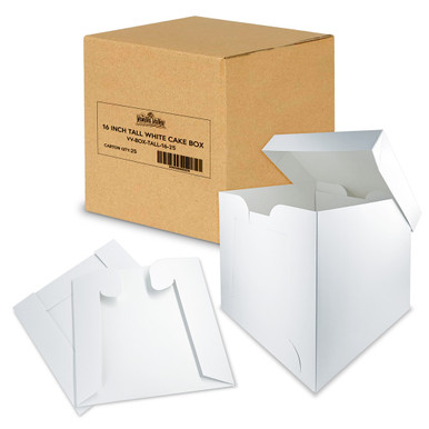 Tall White Cake Box - 16x16x12" - Box of 25