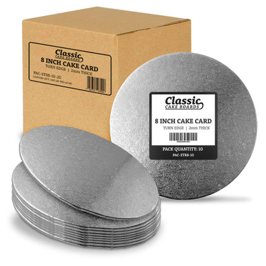 8" Round Single Thick Turn Edge Cake Card - Box of 50