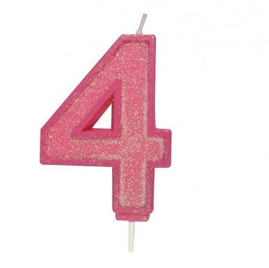 Pink Sparkle Number Candle - 4