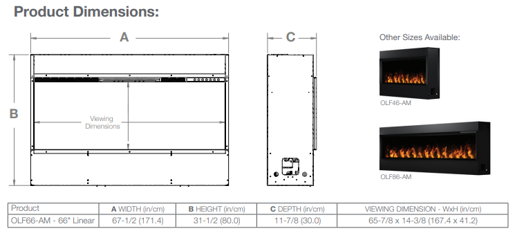 Dimplex 66" Optimyst Linear Electric Fireplace