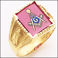 Large Square Faced Gold Blue Lodge Masonic Ring with Stone Colour ...