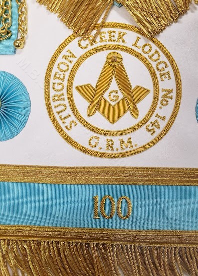 Centennial Trim MM Apron with Fringe & Lodge Badge with 100 Embroidered ...
