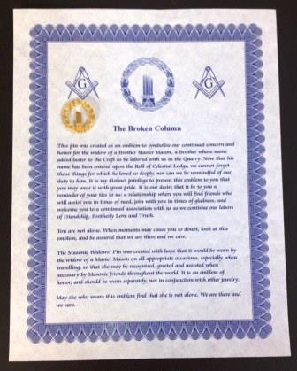 Widows Broken Colunm Pin