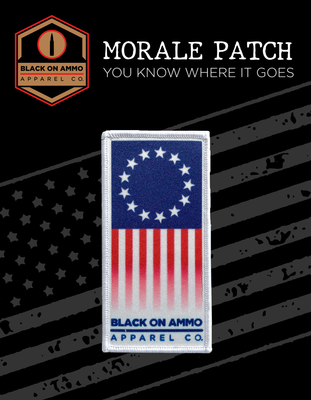 13 STARS | Woven & Velcro Patch - Black On Ammo Apparel