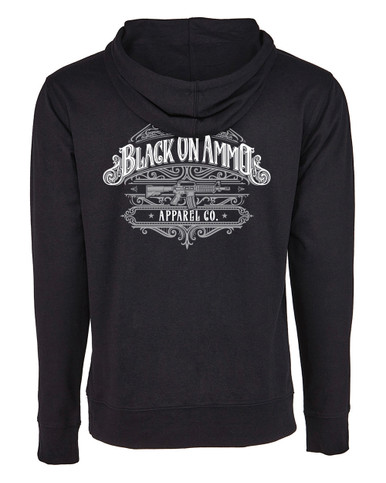 Script Logo | Lightweight Hoodie - Black On Ammo Apparel