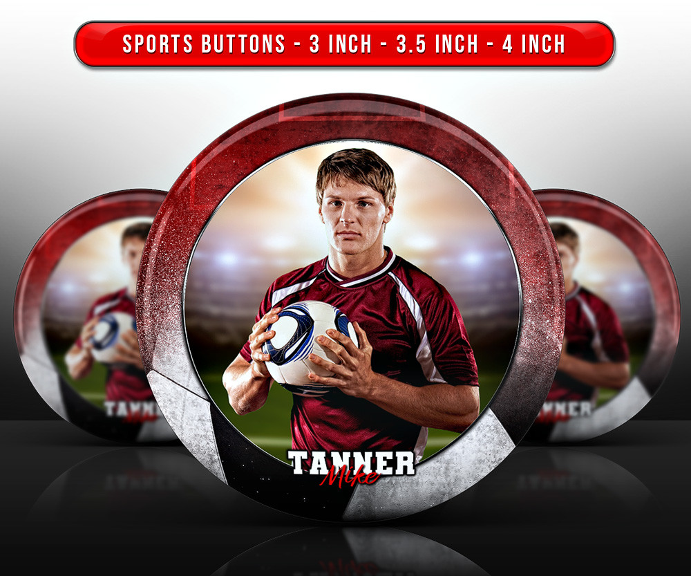 Custom Sports Photo Buttons - Grunge FX Soccer
