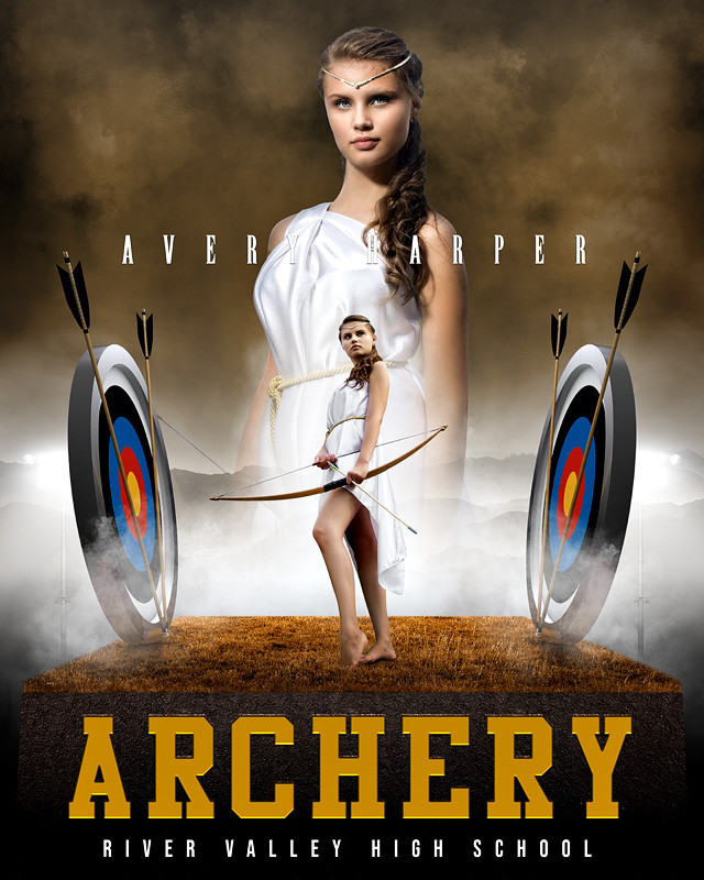 Sports Poster Photo Template For Archery - Custom Photoshop Layered ...