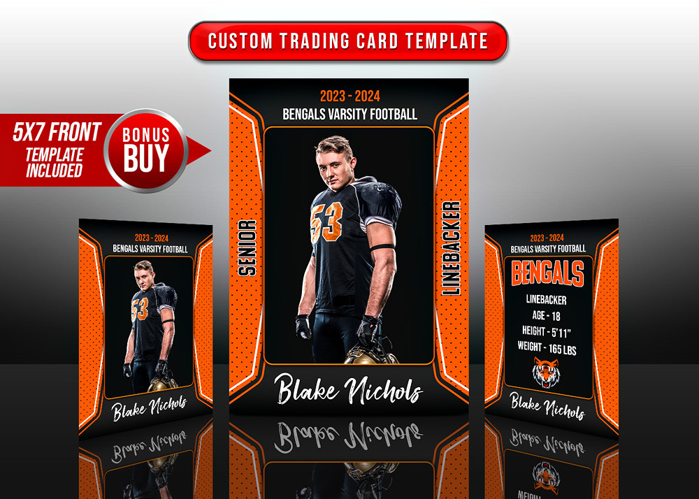Multi-Sport Custom Trading Cards and 5x7 Template - Edge