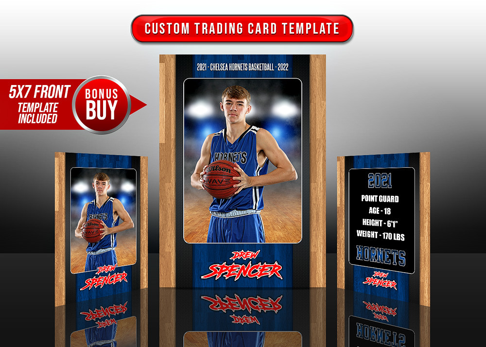 Multi-Sport Custom Trading Cards and 5x7 Template - Hardwoods