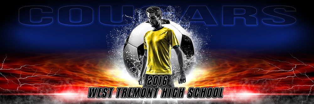 Panoramic Sports Team Banner Photo Template - Splash Soccer