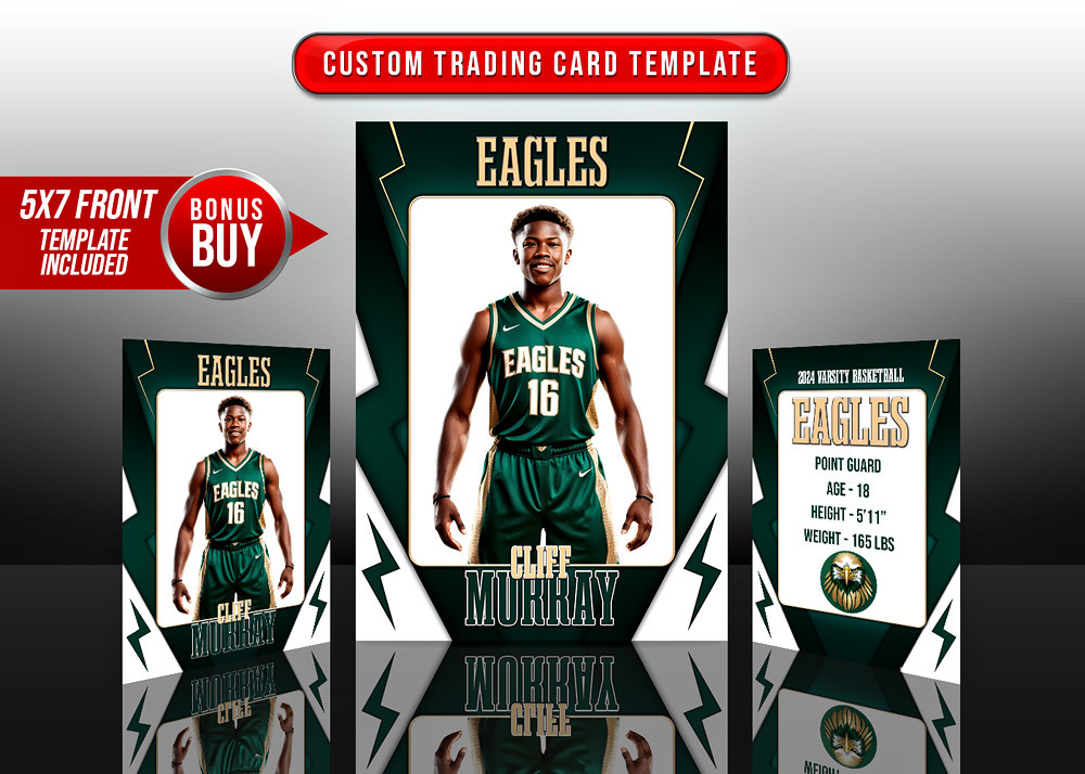 Multi-Sport Custom Trading Cards and 5x7 Template - Thunderbolt