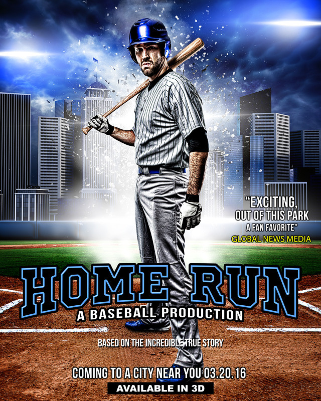 Sports Poster Photo Template For Baseball, Softball And Tee-Ball - Home Run