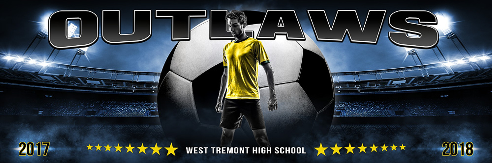 Panoramic Sports Team Banner Photo Template - All Star Soccer - Layered ...