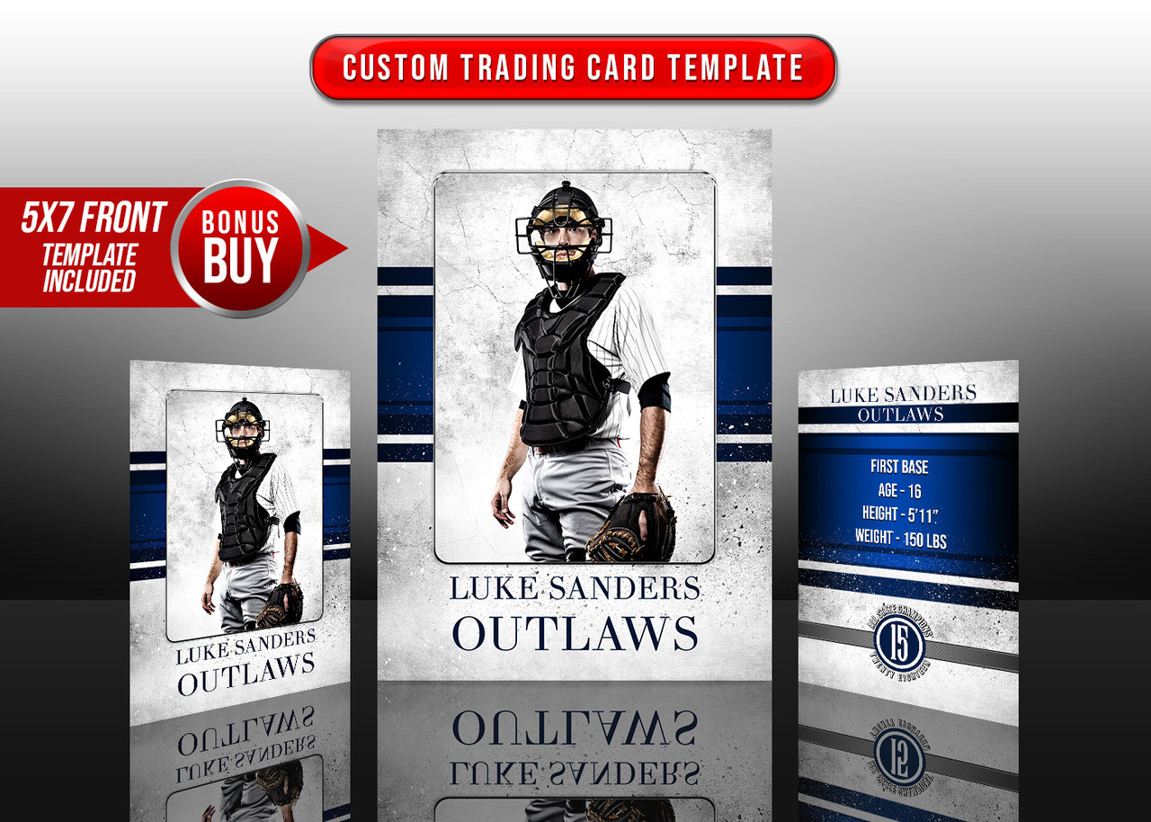 Custom Sports Trading Cards and 5x7 Template - Grunge Sport