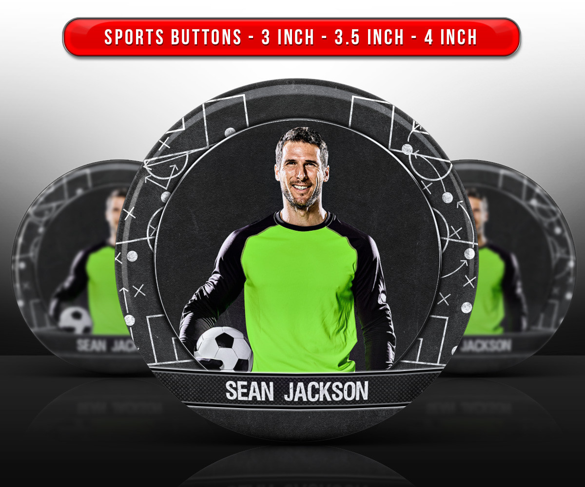 Custom Sports Photo Buttons - Soccer Chalk