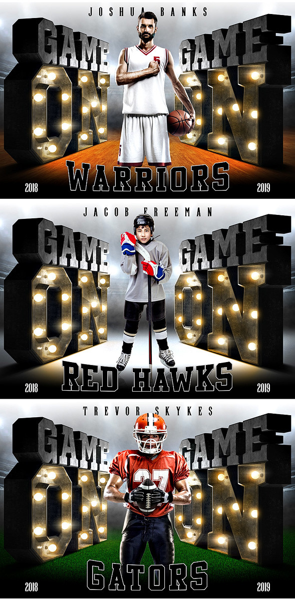 Player Banner Sports Photo Template - Game On Lights - Photoshop ...